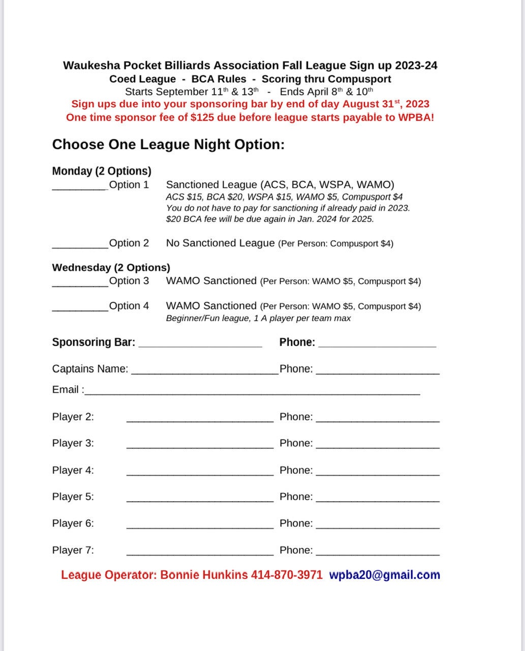 Poster/Sign Up | Waukeshacoedpool