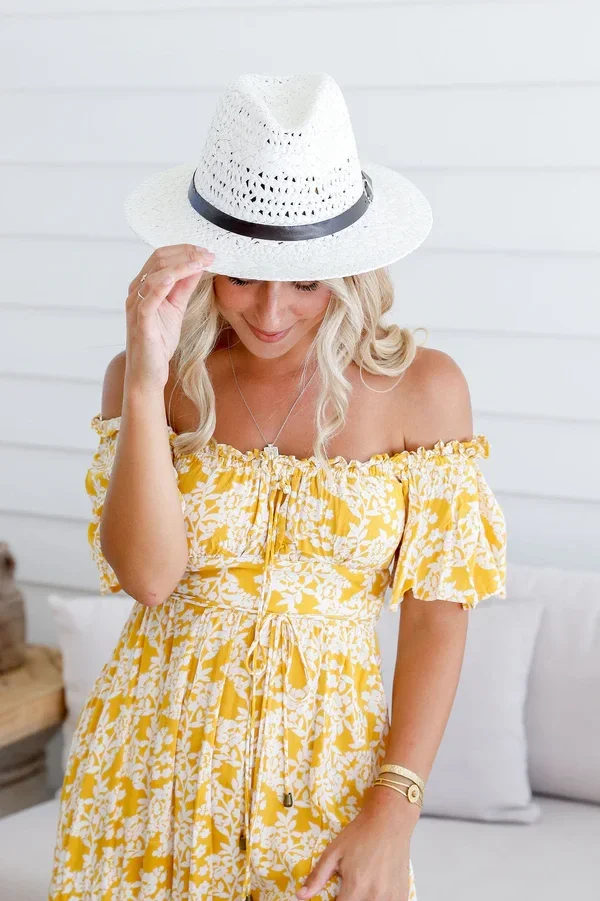 Hat, White Woven Panama | Brook & Bridge