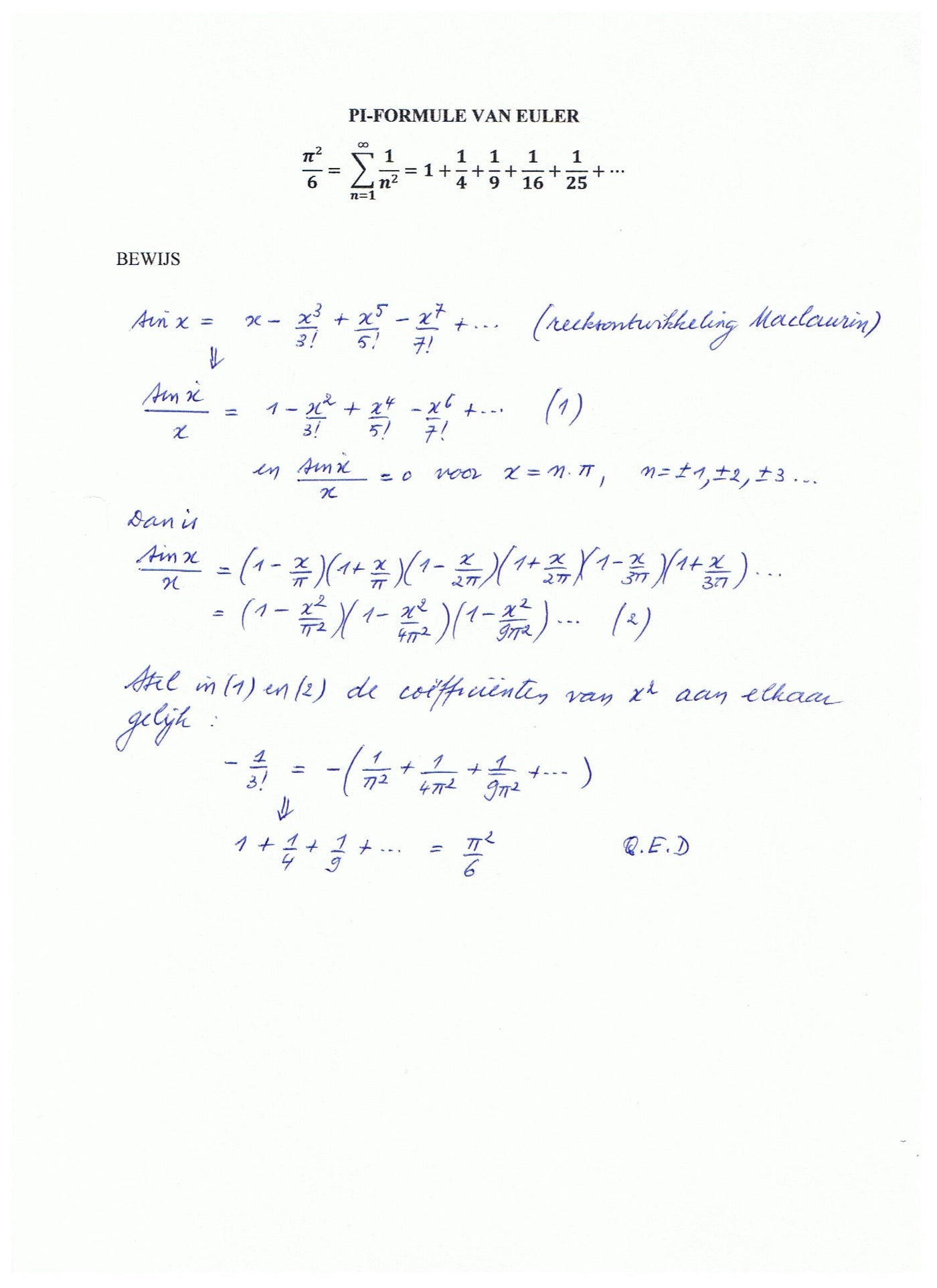 PI-formule van Euler (1735) | PIPHI