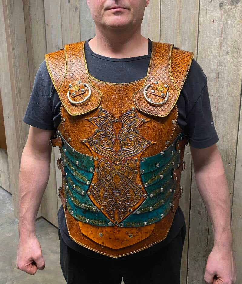 Custom body armor Viking warrior artwork | L&L Leather