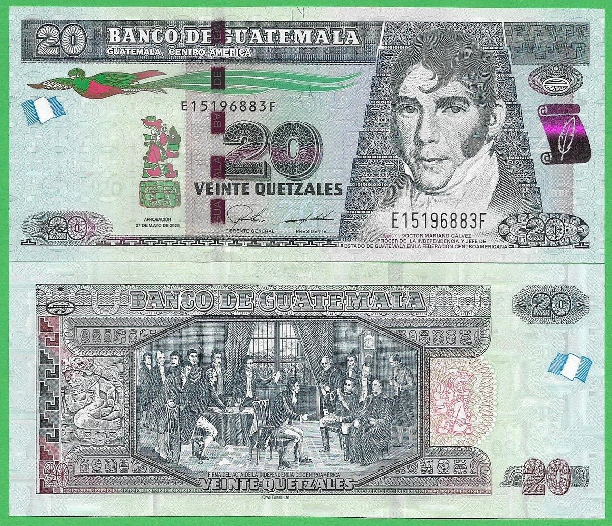 Guatemala 20 Quetzales 2020, P-new Unc | Numismatica maleca