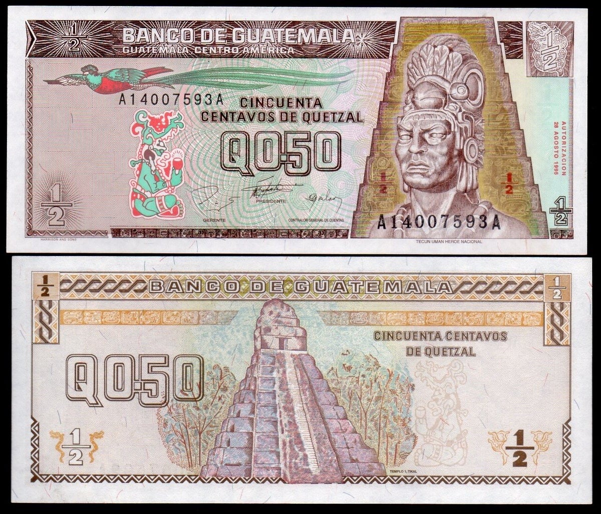 GUATEMALA 1/2 QUETZAL 1996, P-96 UNC | Numismatica maleca
