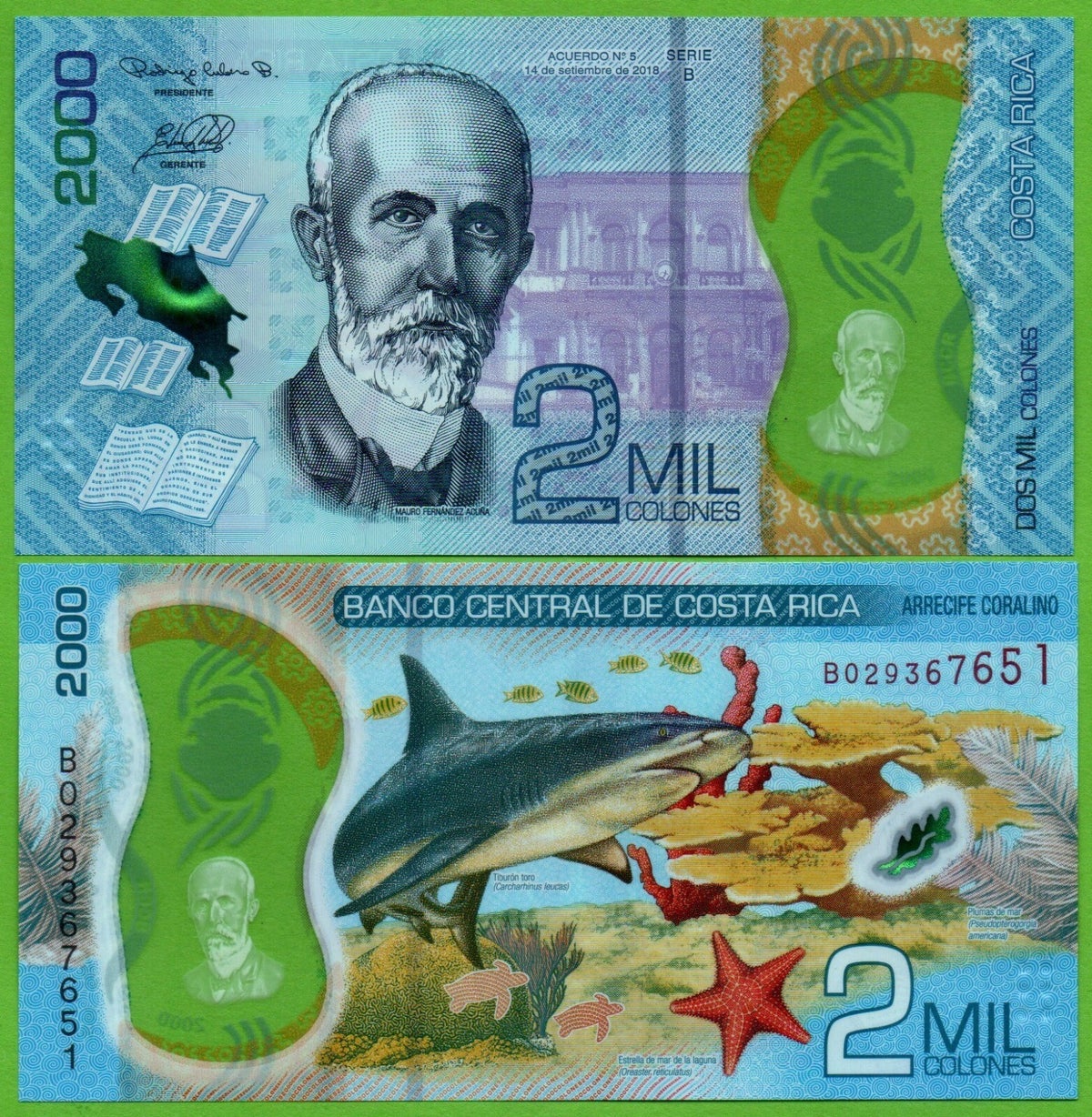 Costa Rica 2000 Colones 2018, P-w281 Unc | Numismatica maleca