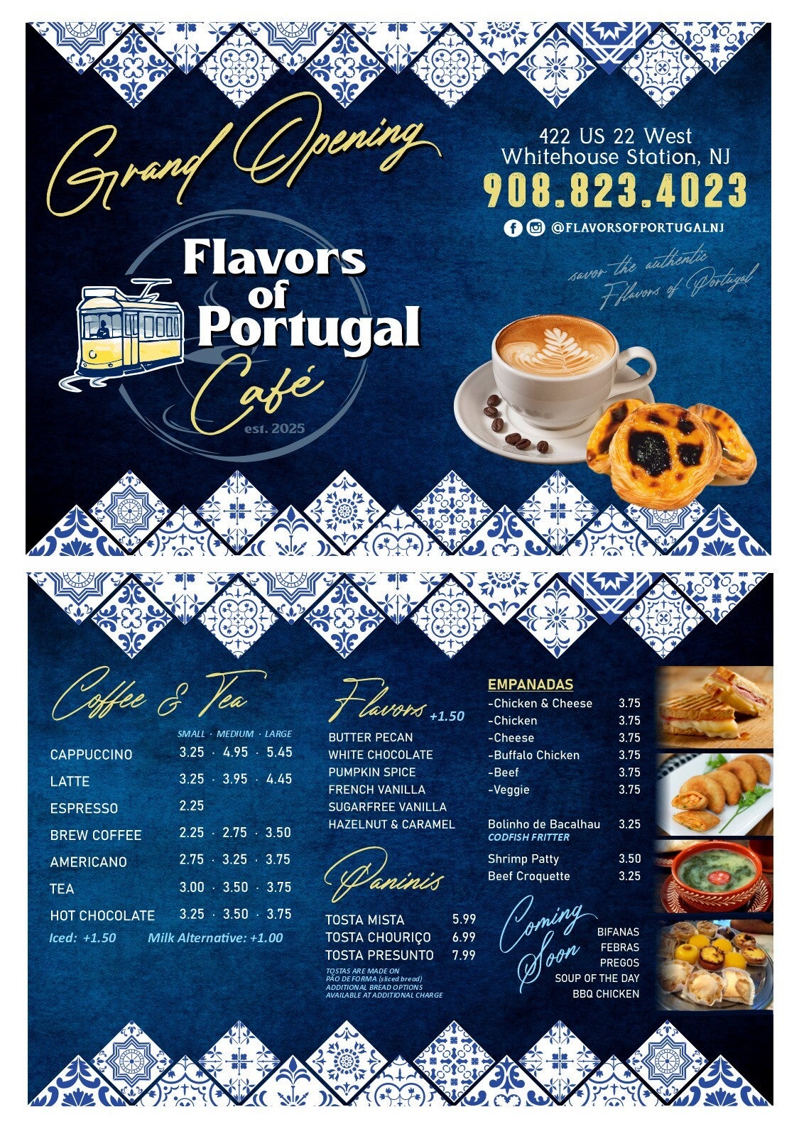 Menu | FLAVORS OF PORTUGAL CAFE