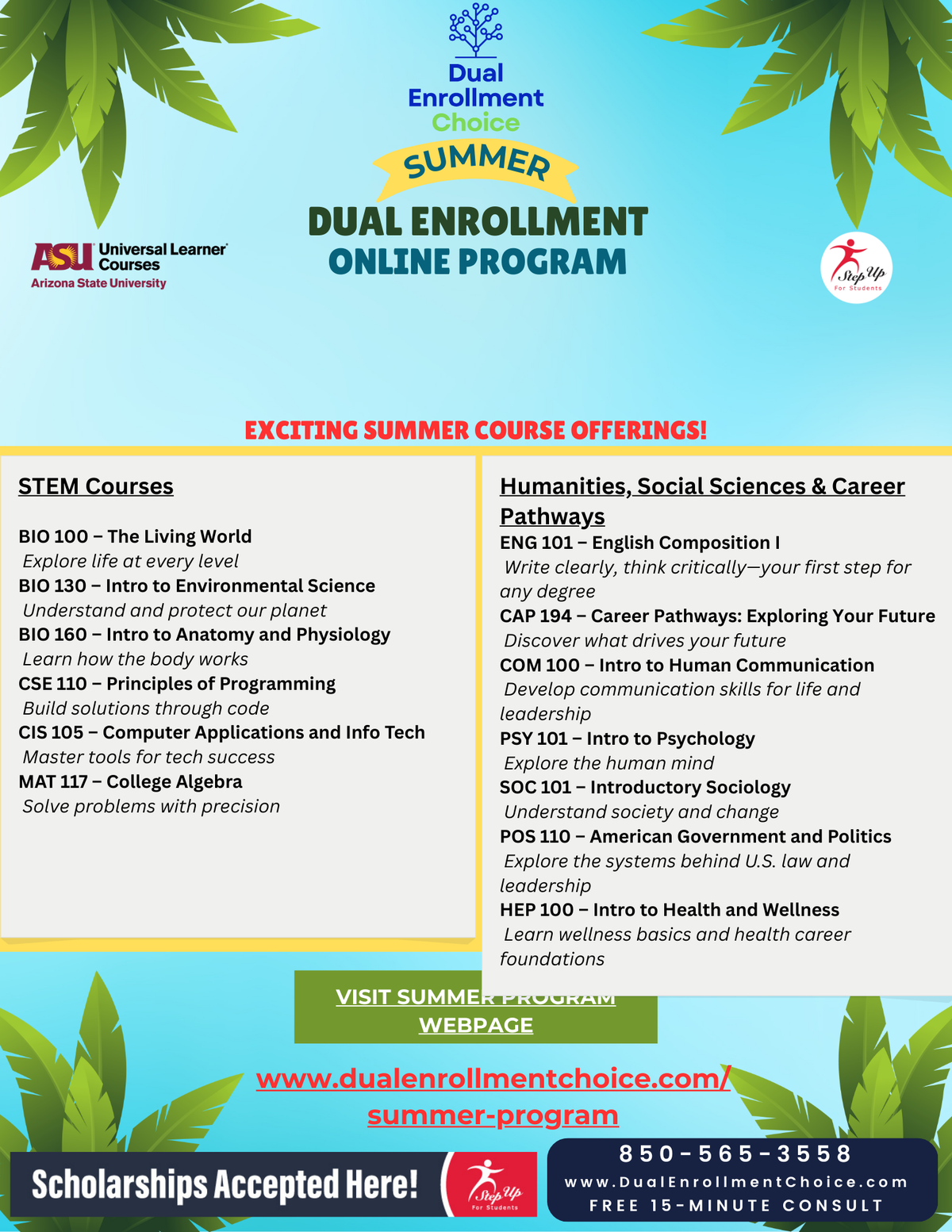 Summer Dual Enrollment Application – Dual Enrollment Choice