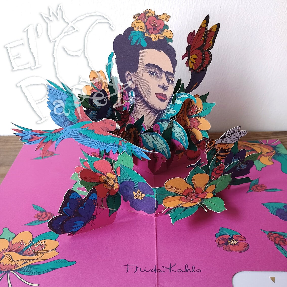 Frida Kahlo ORIGAMO Kirigami 'Nature' luxe wenskaart (Pop-up) | El' Papel