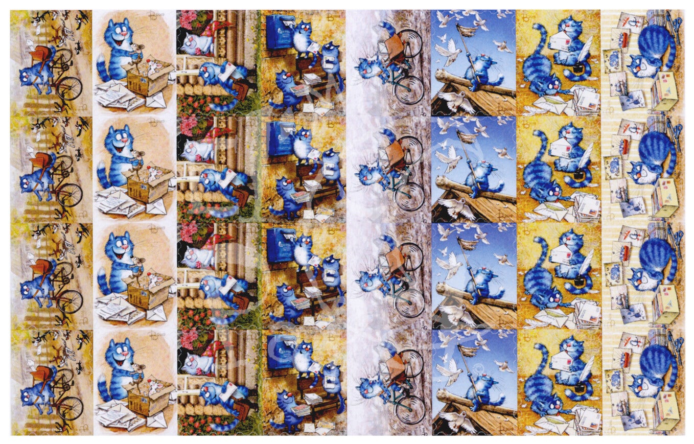 Blauwe Katten stickers `Mail` | El' Papel