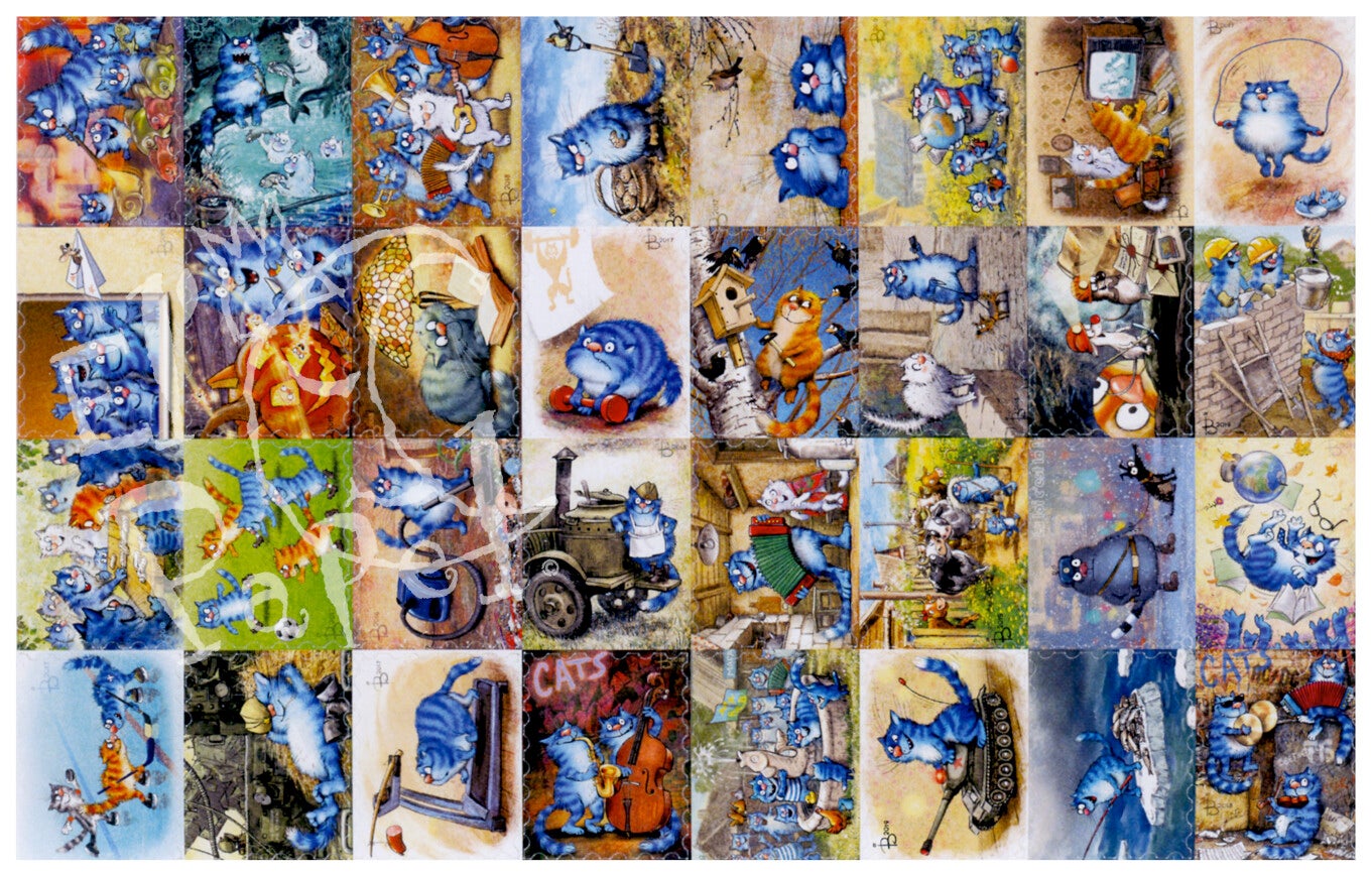 Blauwe Katten stickers `Hobbie`s` | El' Papel