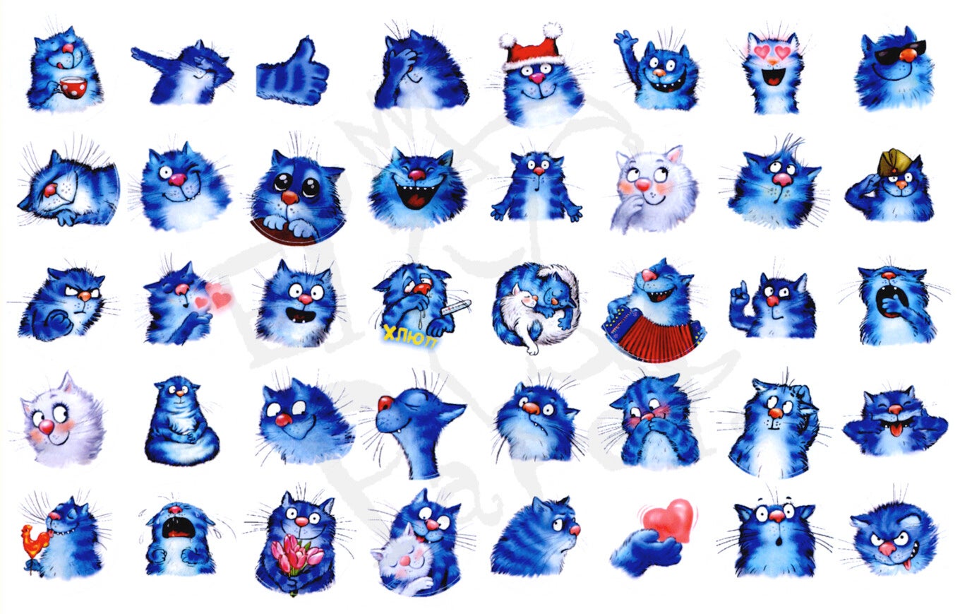 Blauwe Katten stickers `Emoticons` | El' Papel