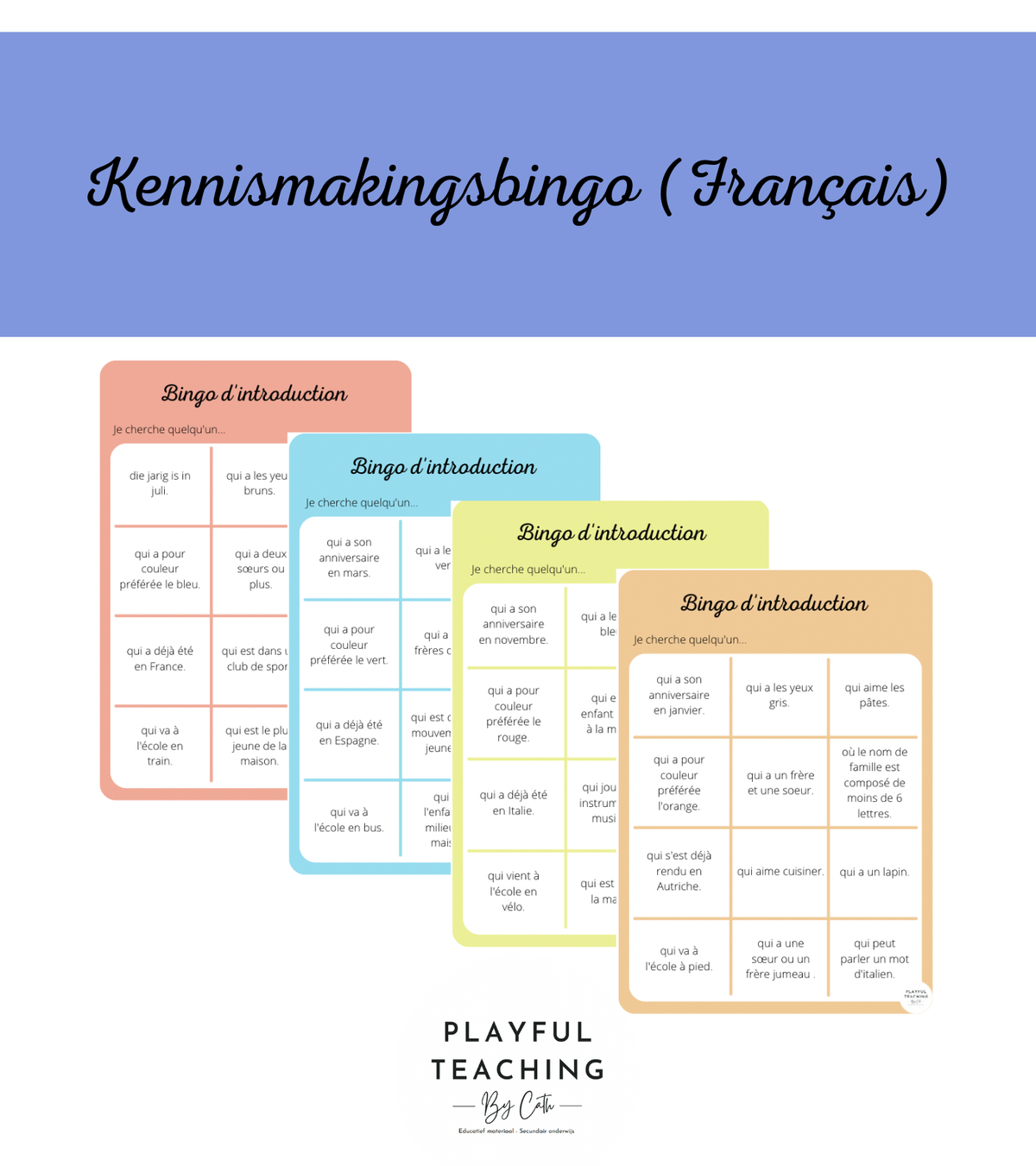 Kennismaking - Frans / Kennismaking met de klas / Gratis materialen ...