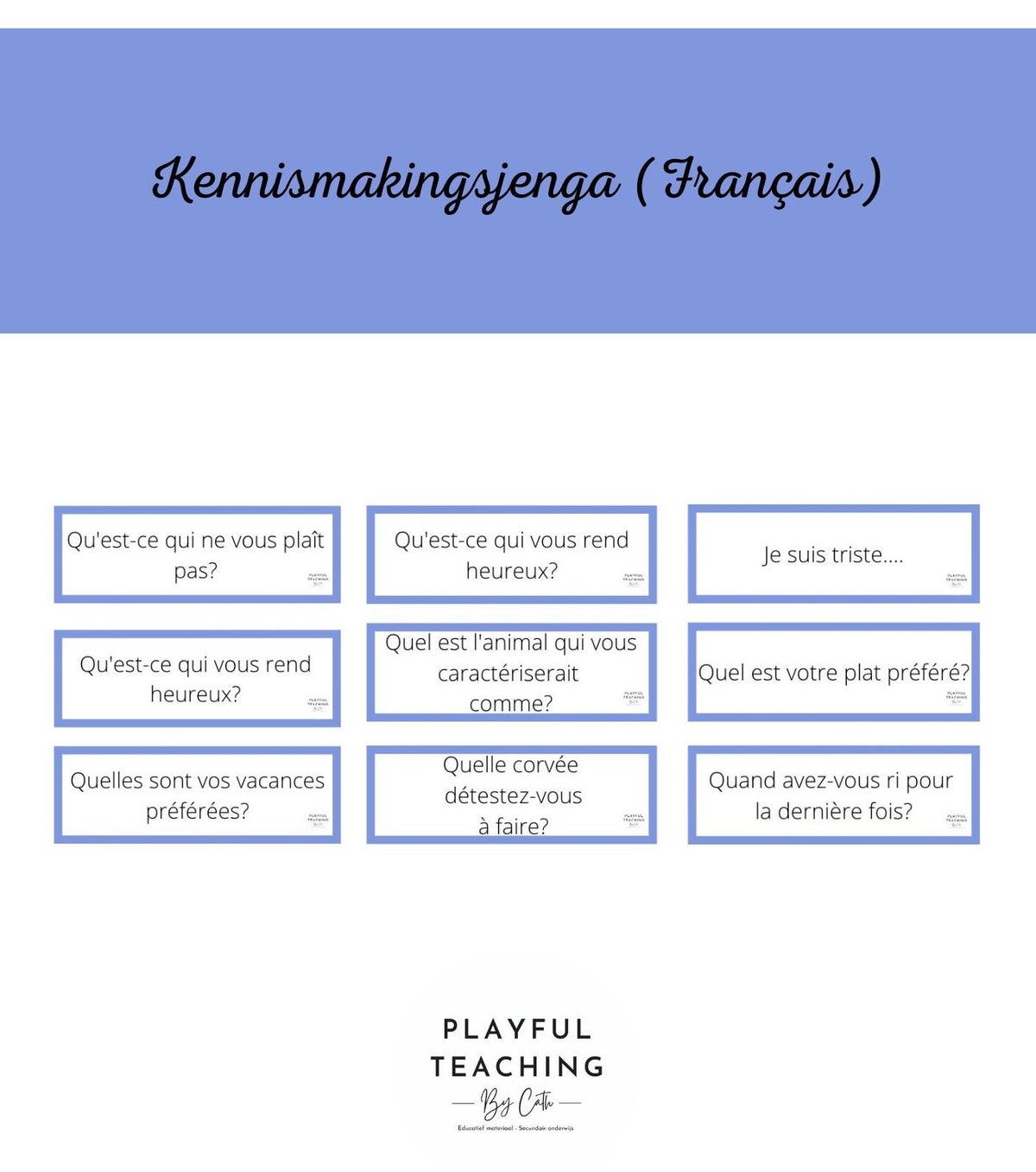 Kennismaking - Frans / Kennismaking met de klas / Gratis materialen ...