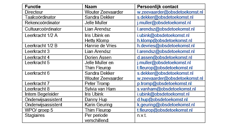 Formatieplan / Het team | basisschooldetoekomst