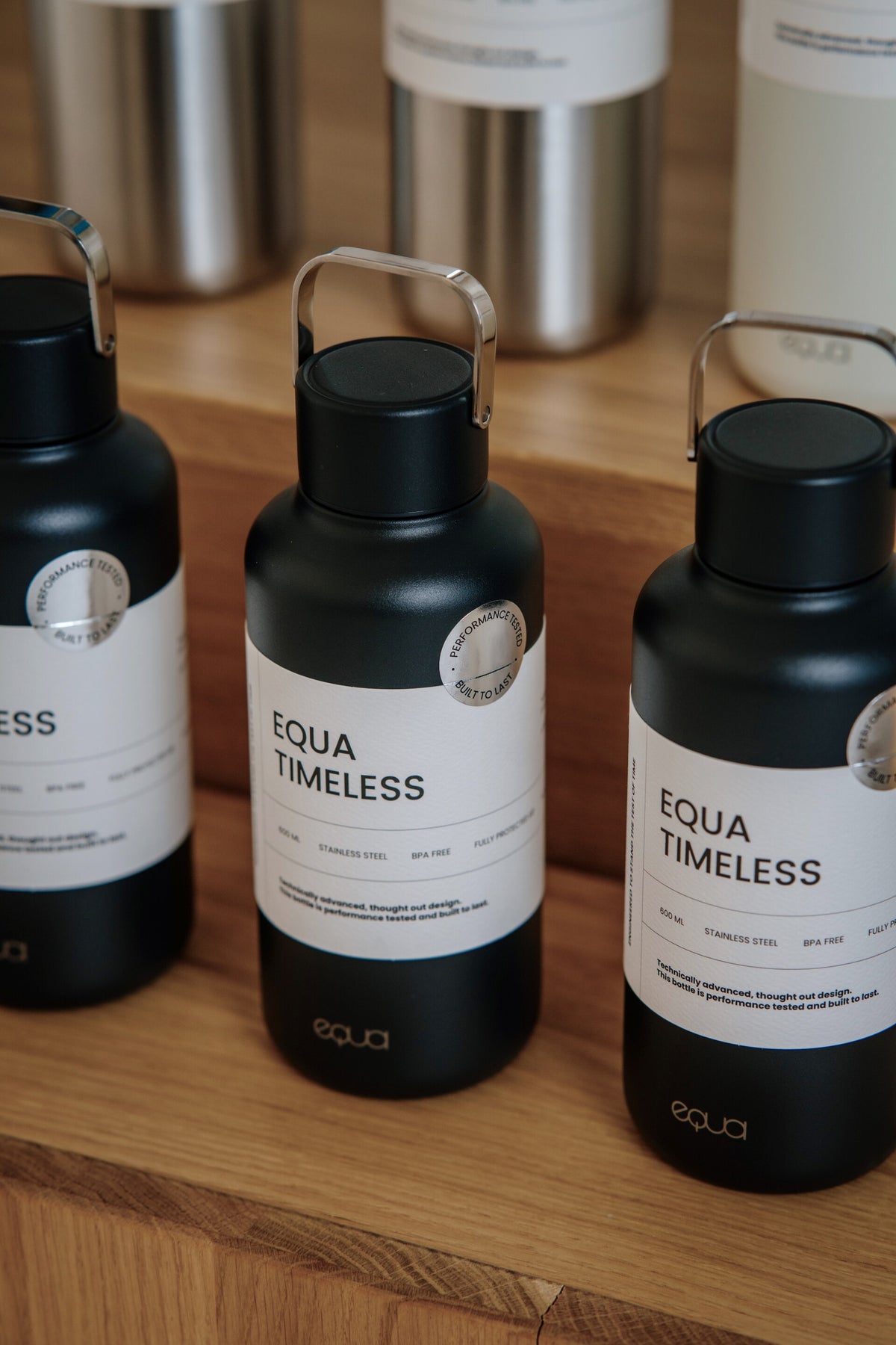 EQUA Timeless RVS Drinkfles | Dark | 600 ml | BIOMOM BOX - Pure zorg ...