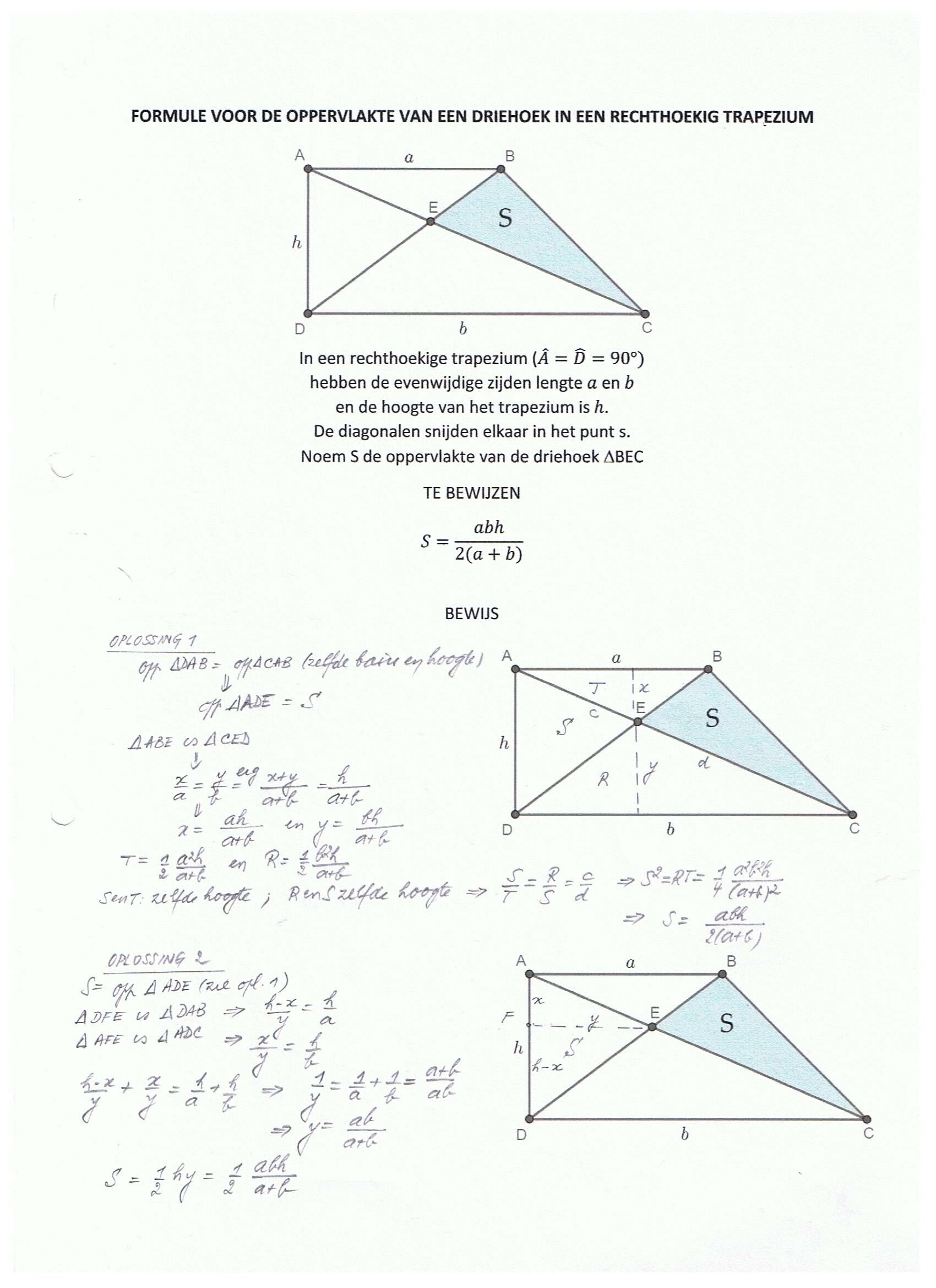 FORMULE 3. Oppervlakte van een driehoek in een rechthoekig trapezium ...