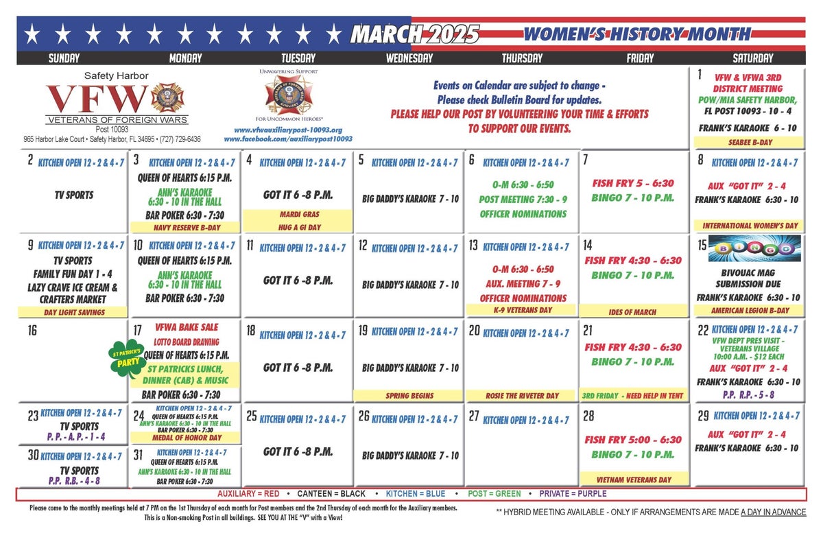 Calendar | VFWPOST10093
