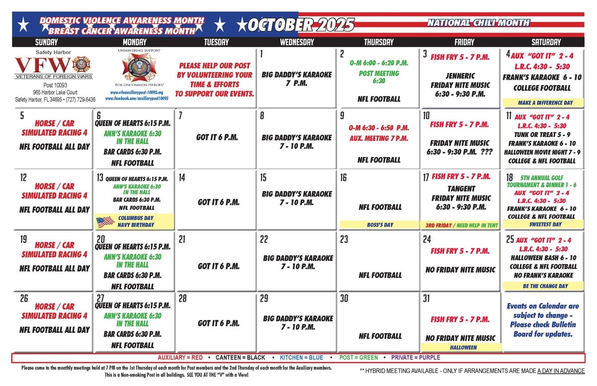Calendar | VFWPOST10093