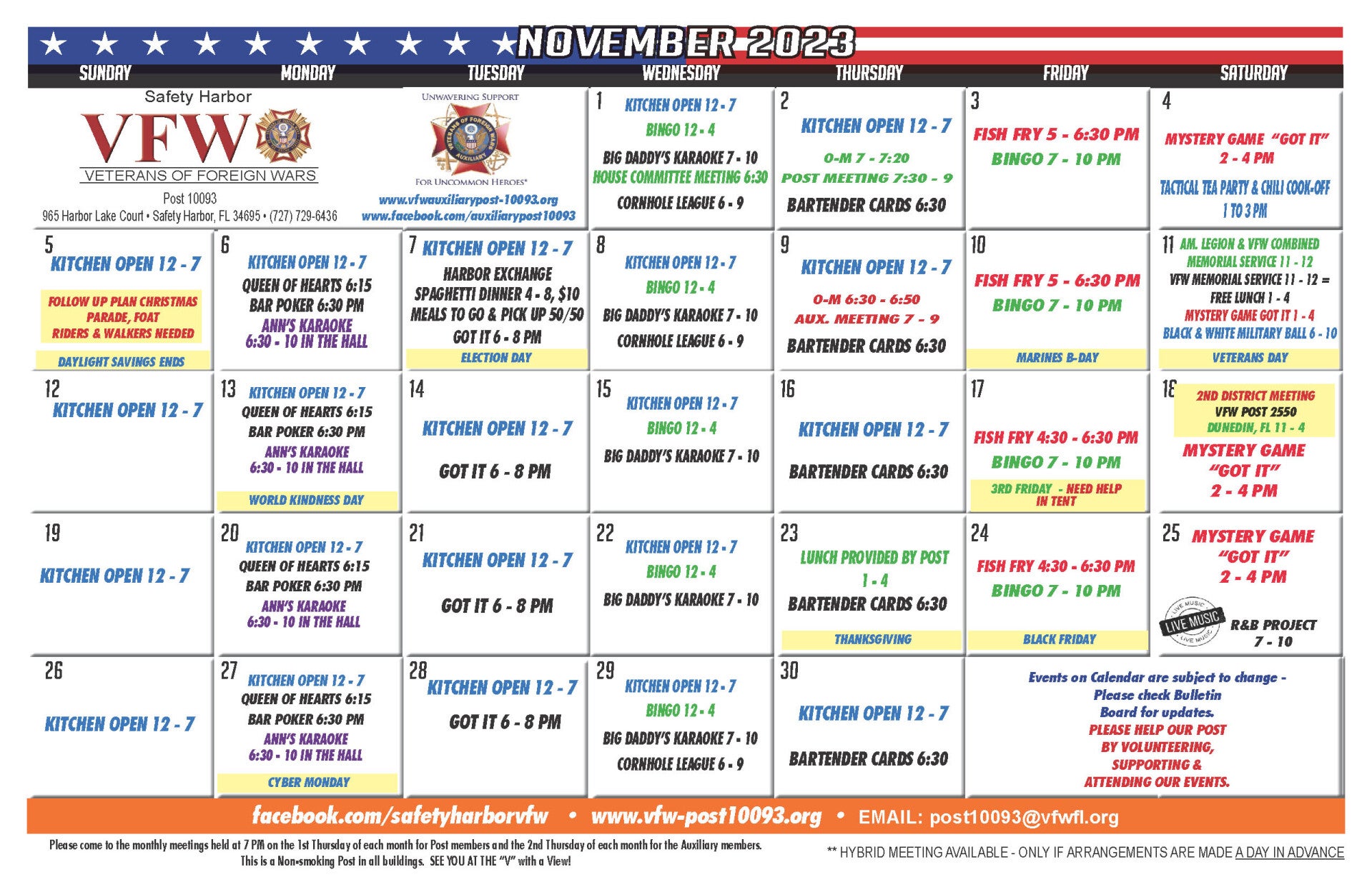 Calendar | VFWPOST10093
