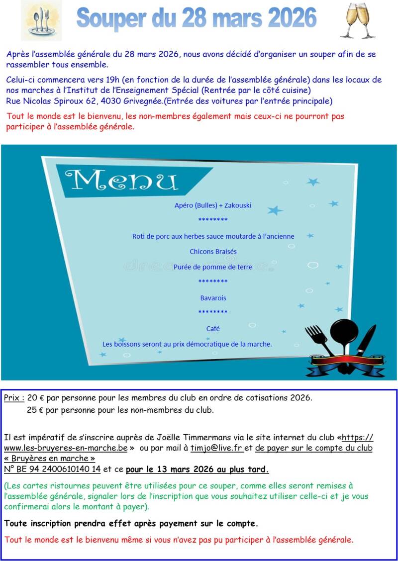 Souper du 28 mars 2026 | Les bruyères en marche