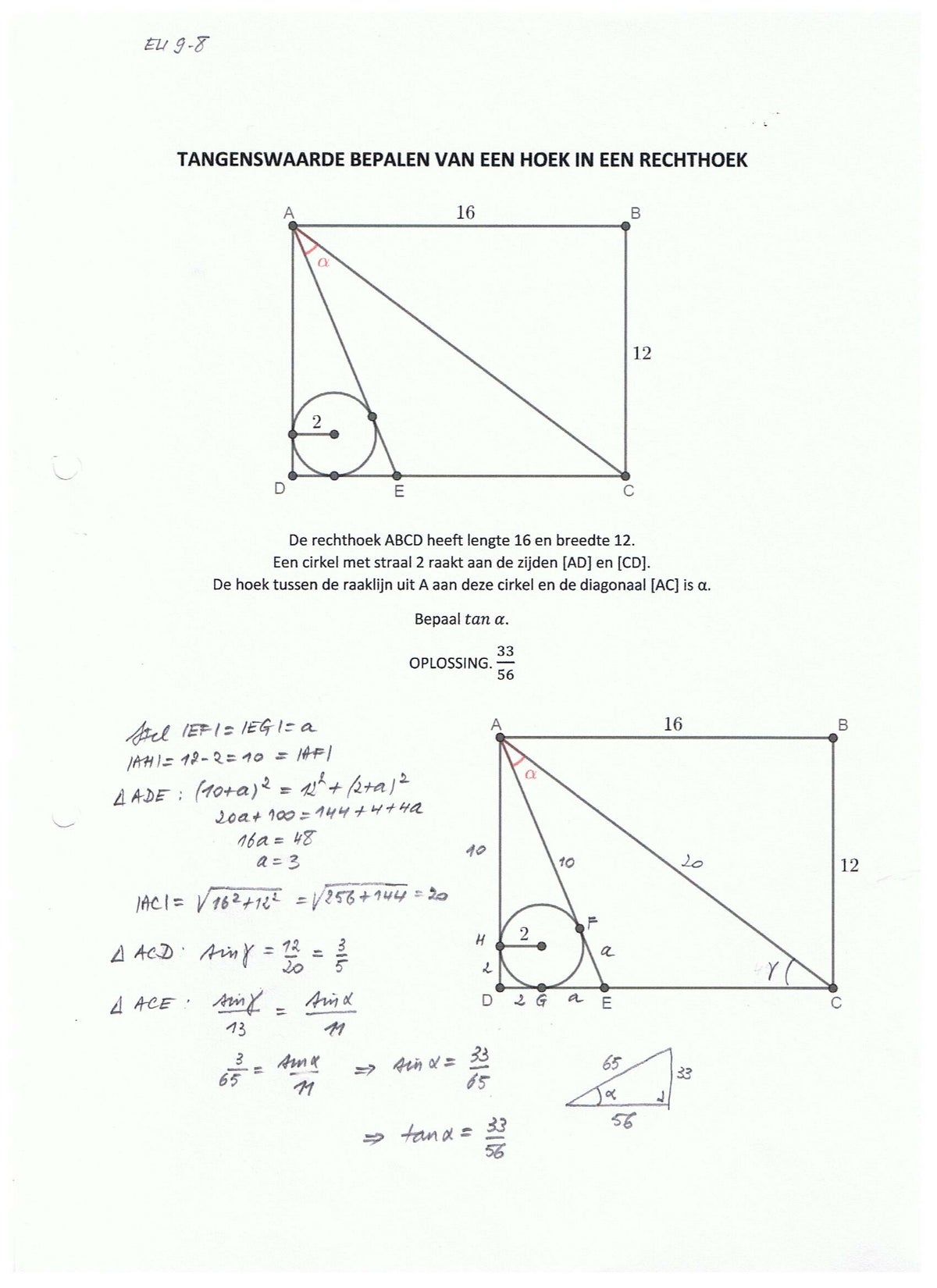 OPGAVE 8. Tangens van een hoek in een rechthoek | EUCLIDEA 9