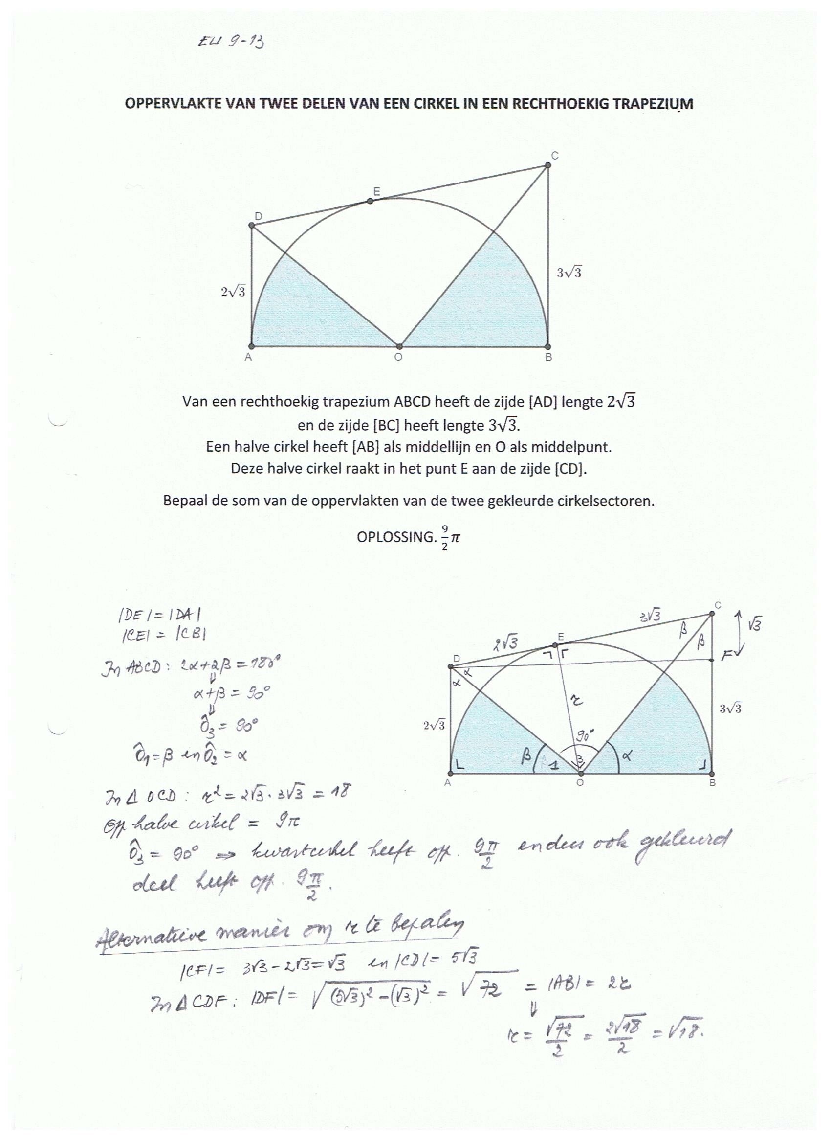 OPGAVE 13. Twee gebieden in een halve cirkel in een rechthoekig ...