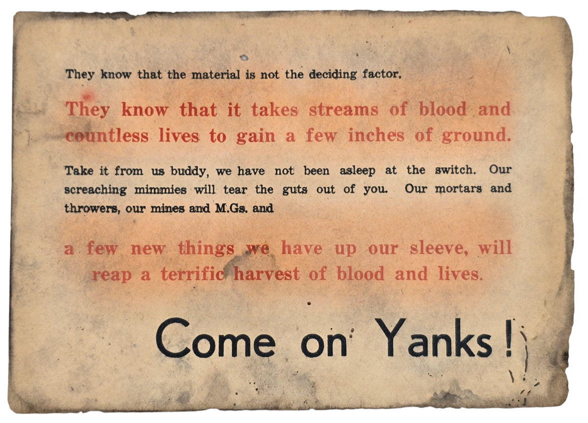 Original WW2 German Leaflet - Come on Yanks!