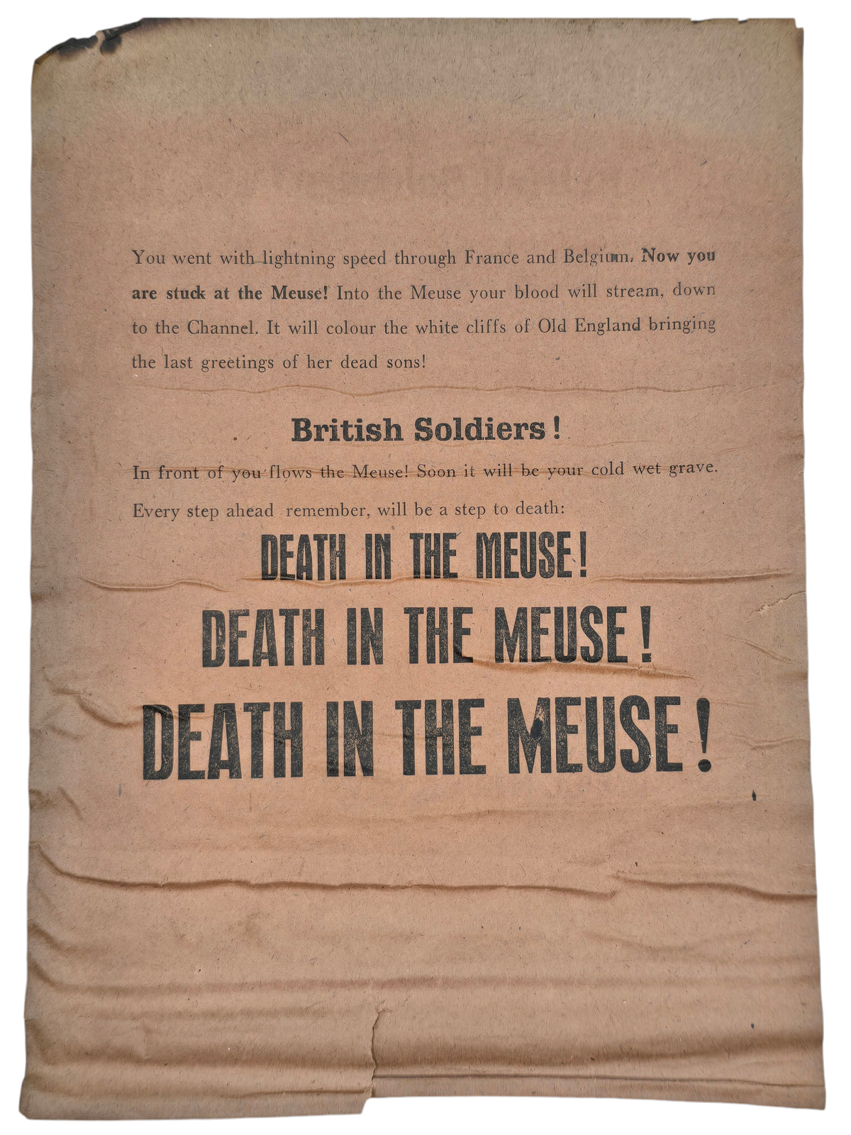 Original WW2 German Leaflet - British soldiers! Death in the Meuse ...