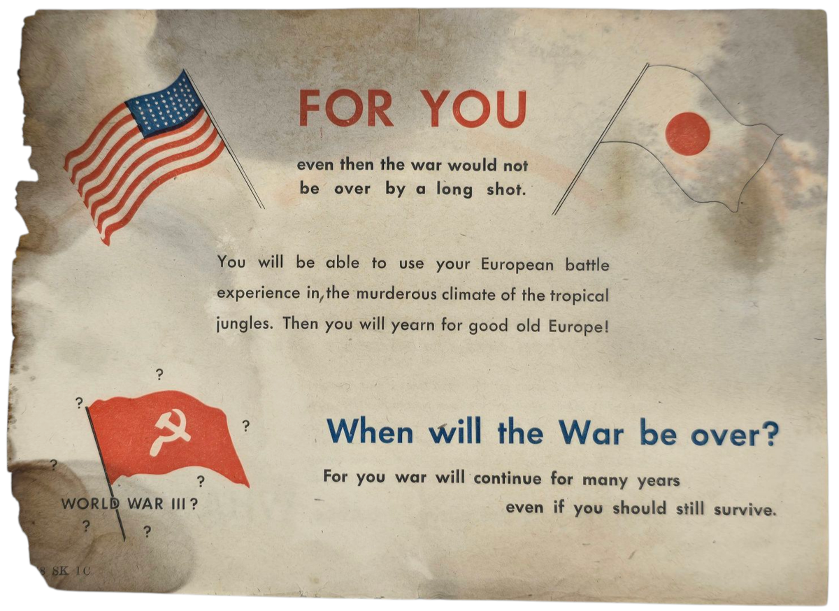 Original WW2 German Leaflet - 648 SK 1C When will the war be over? 84th ...