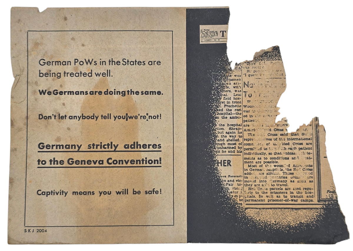Original WW2 German Leaflet - SKJ 2004 If you should be captured you ...