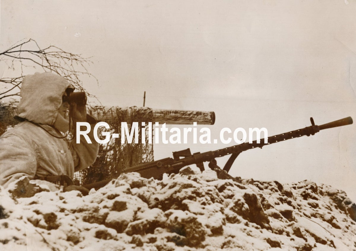 Original WW2 German Press Photo - MG stand in Estonia, Eastern Front (1944)
