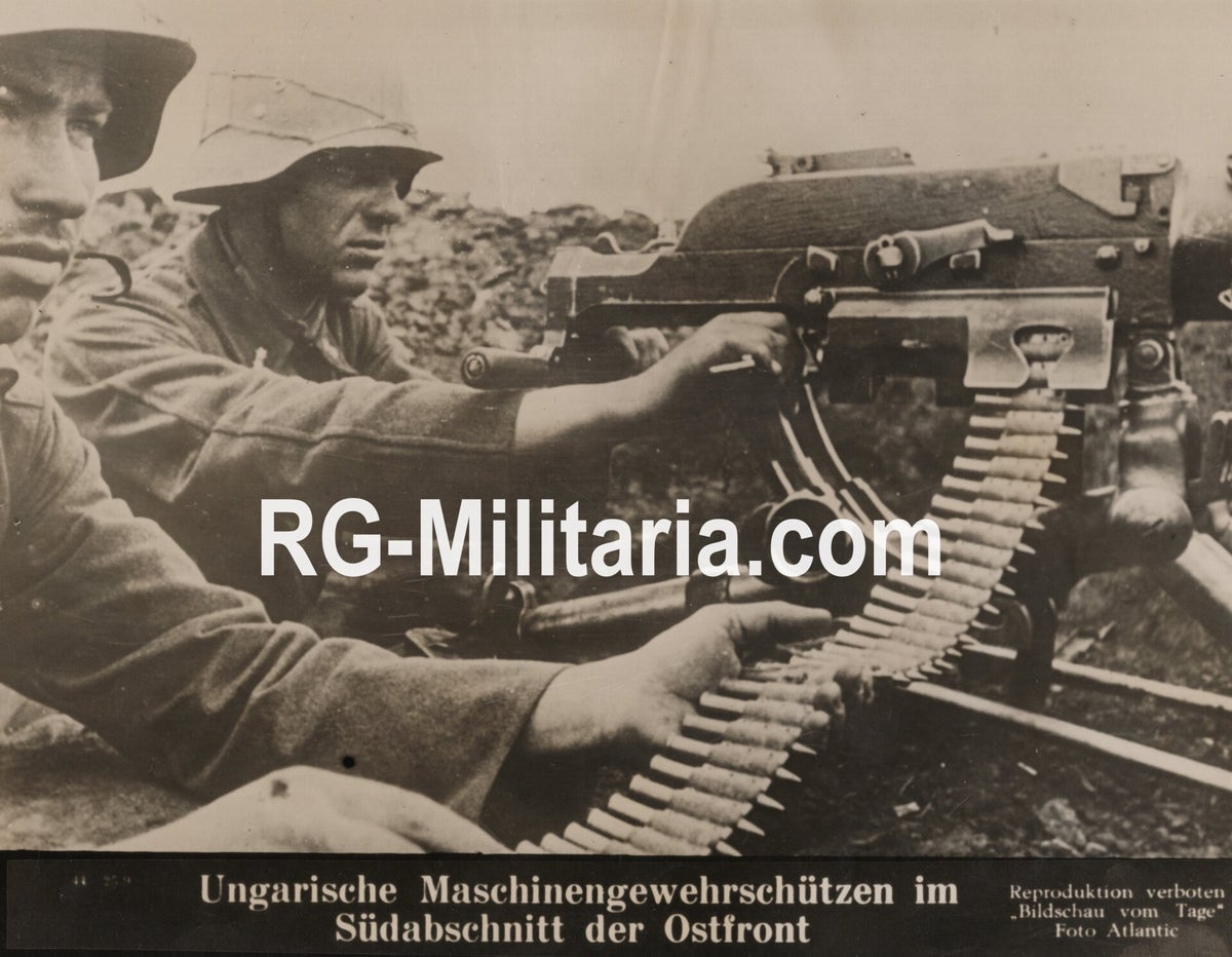 Original WW2 German Press Photo - Hungarian Schwarzlose MG machine gun ...