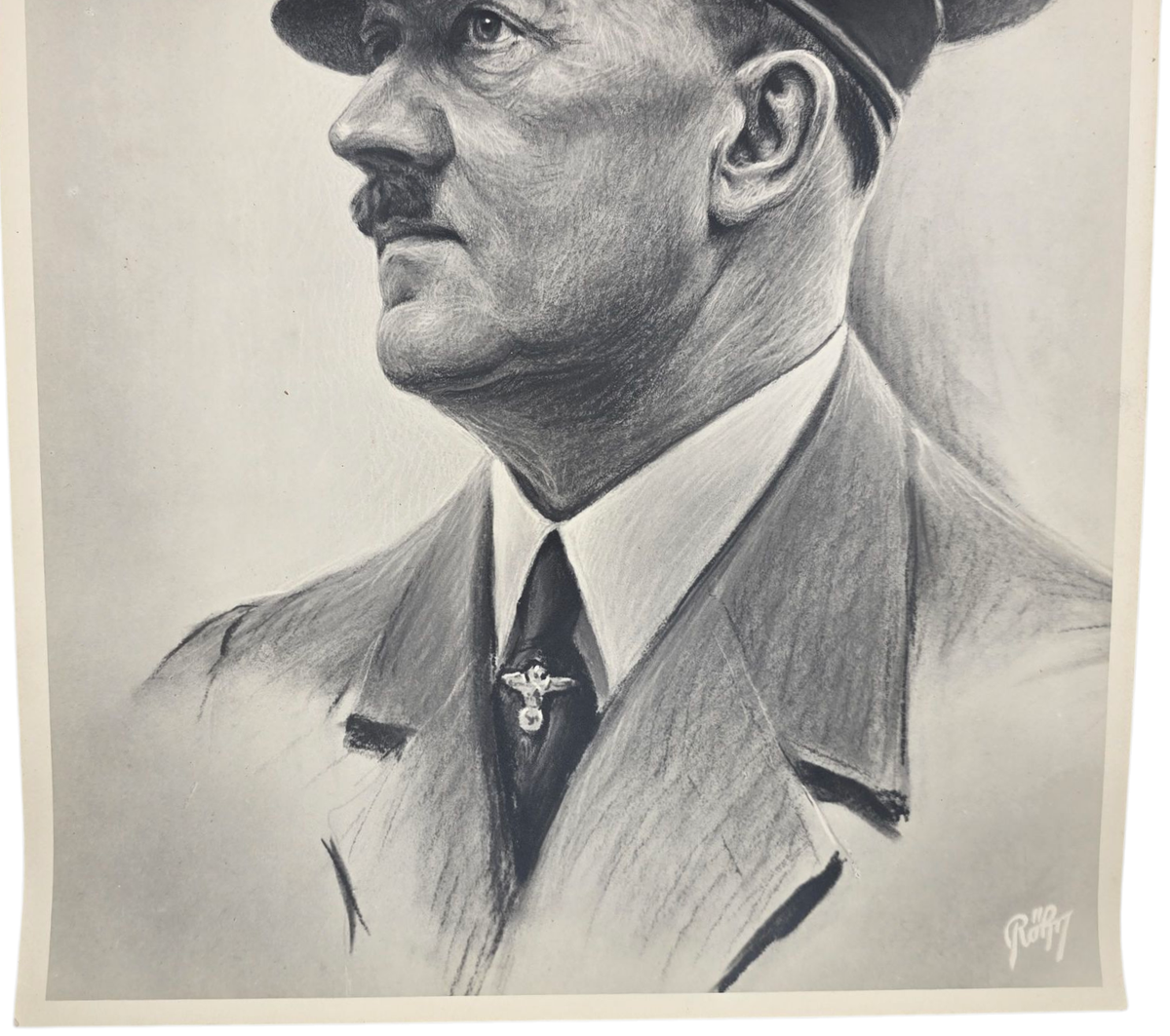 Original WW2 German Portrait Photo - Adolf Hitler drawing, Röhr