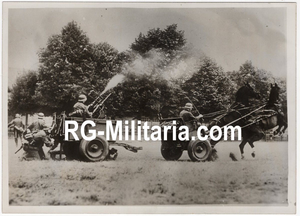 Original WW2 French Press Photo - German MG 34 air defense with horses ...