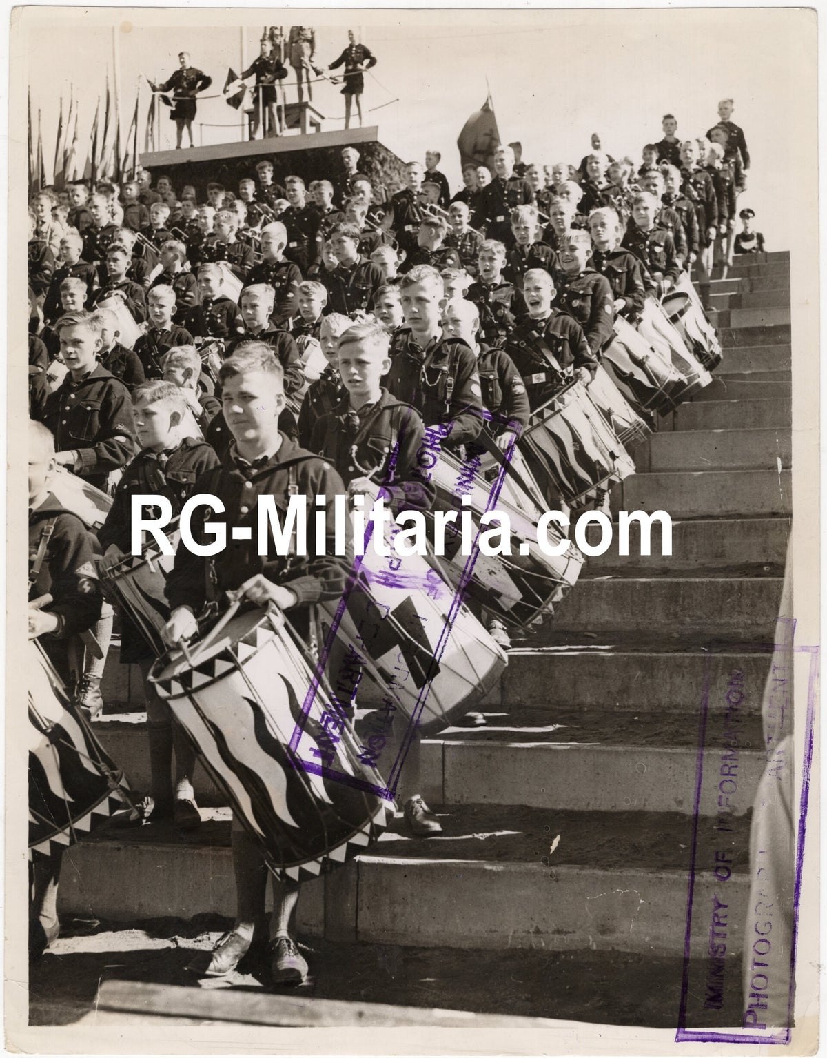 Original WW2 British Press Photo - HJ Hitler Jugend Jungvolk drummers ...