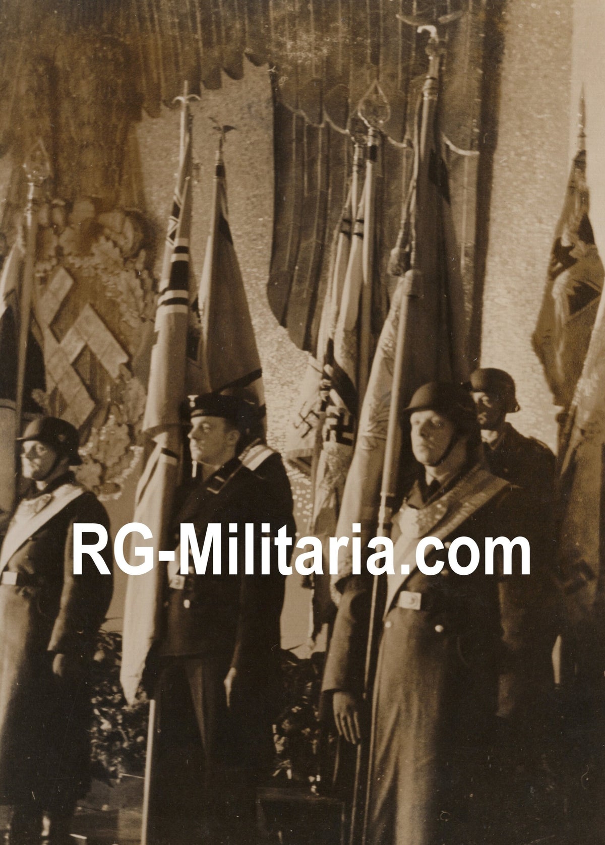 Original WW2 German Press Photo - German military flag delegation at a ...