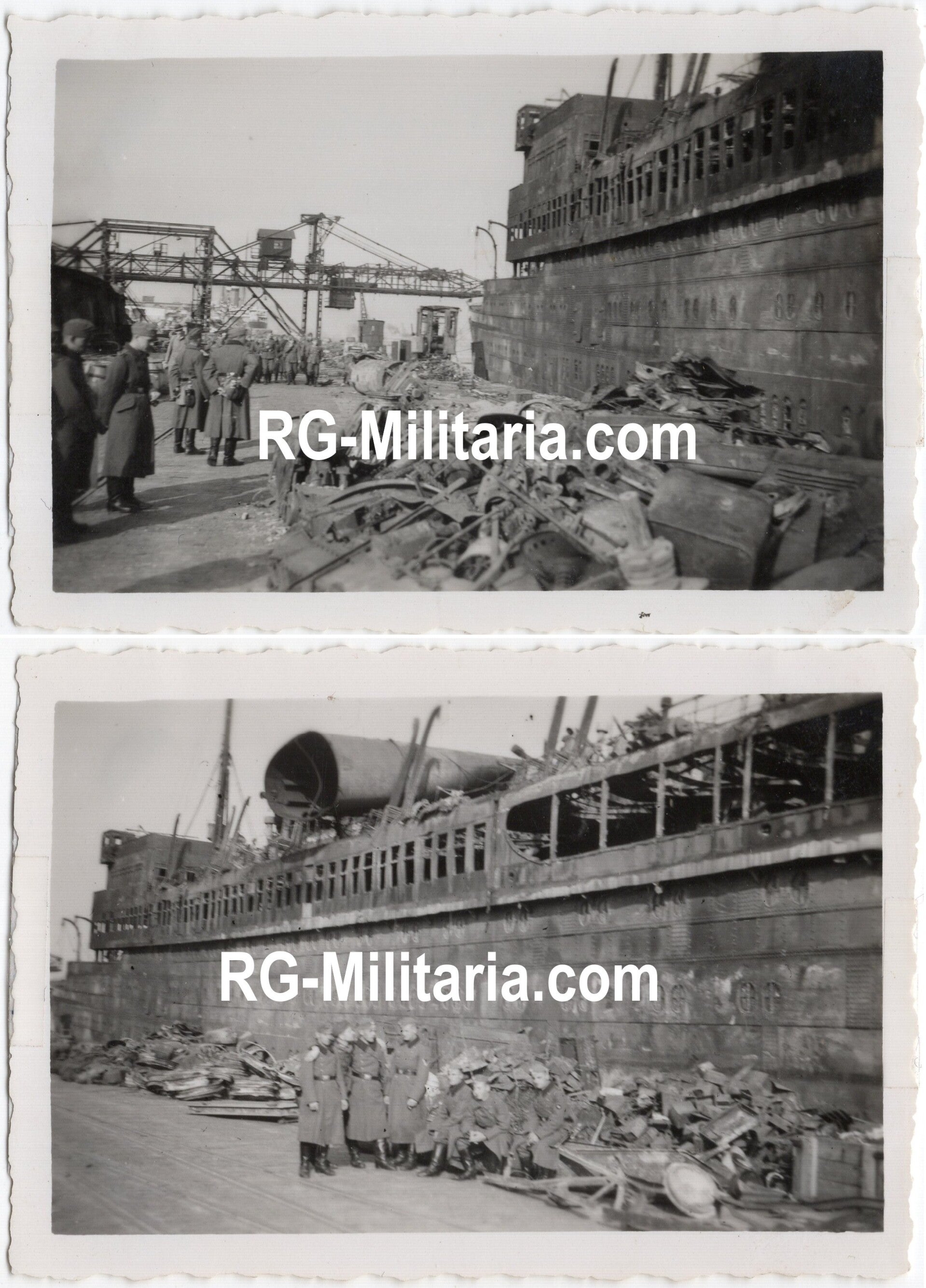 Original WW2 German Photo - German soldiers at the burned out SS ...