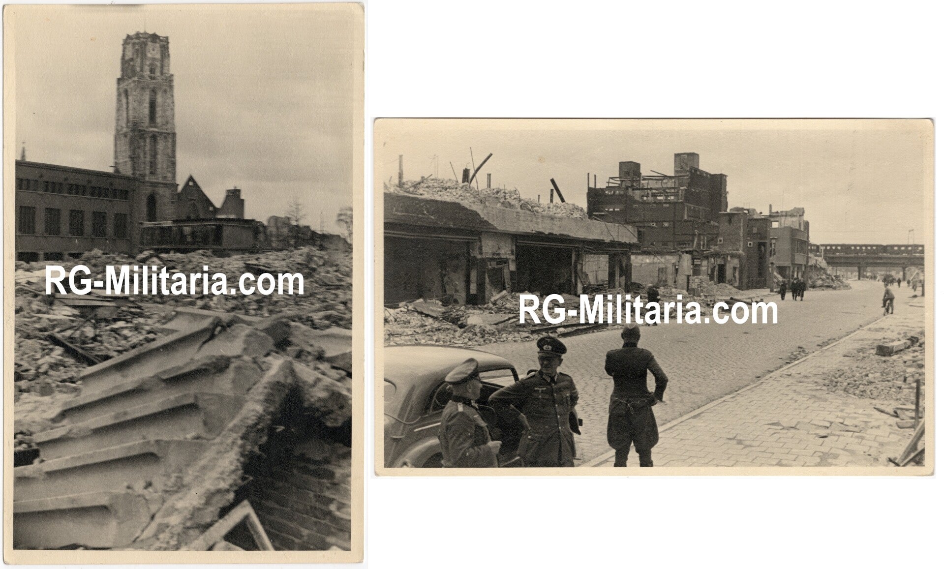 Original WW2 German Photo - German soldiers visit bombed Rotterdam, May ...