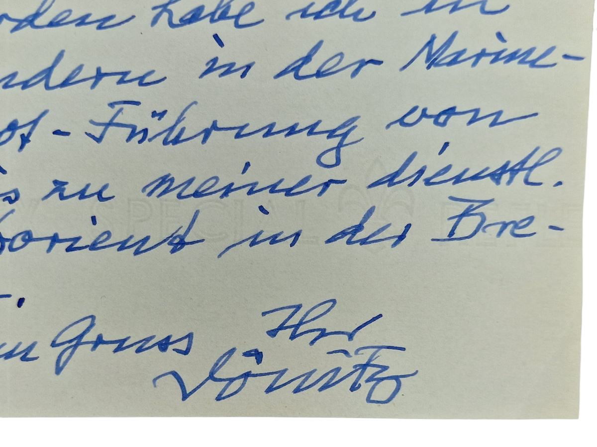 Original WW2 German Document - Handwritten letter Grossadmiral Karl ...