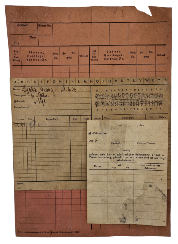 Original WW2 German Waffen SS Document - Dental records SS soldier (1944)