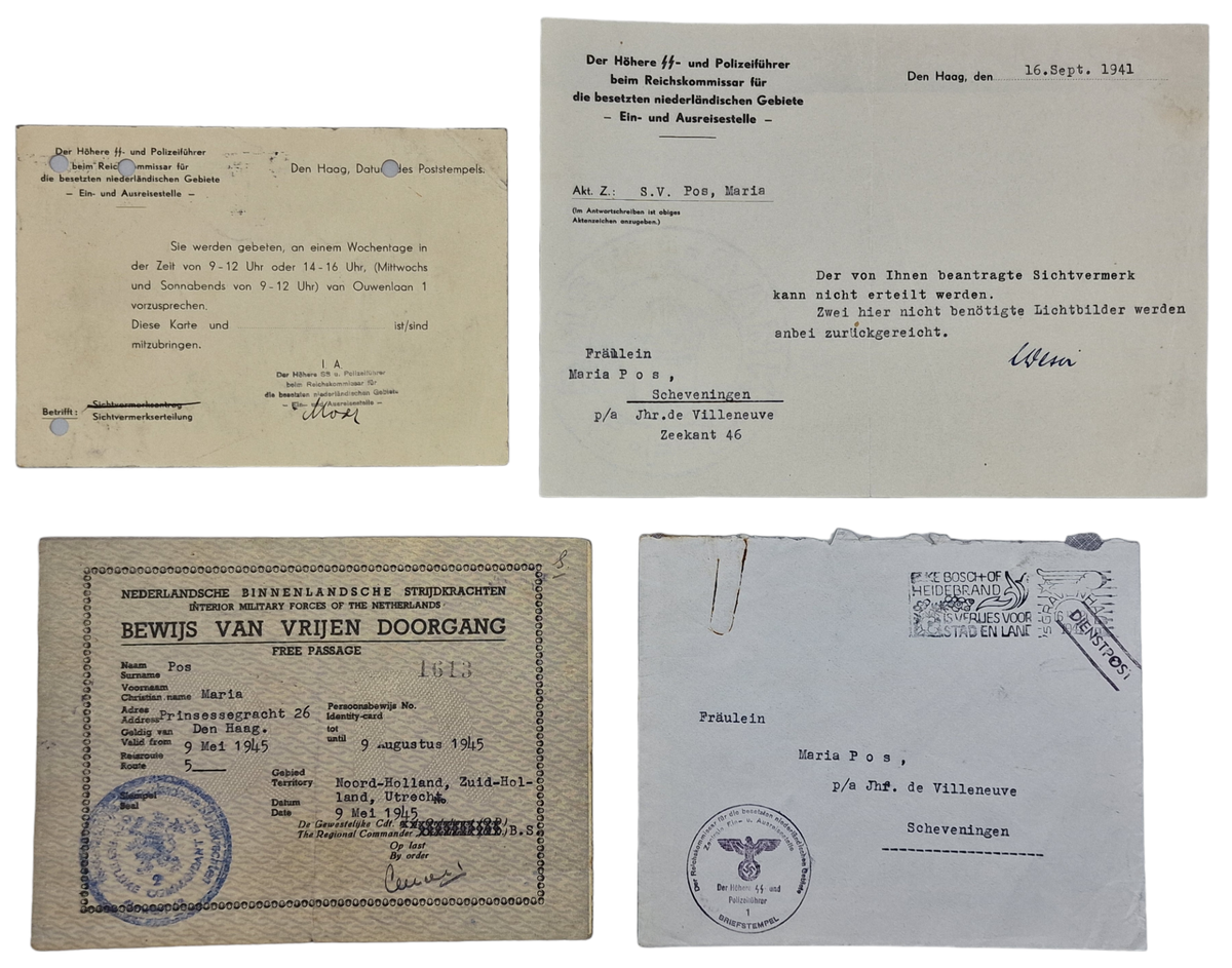 Original WW2 Dutch Document - Travel documents SS Ausreisstelle ...