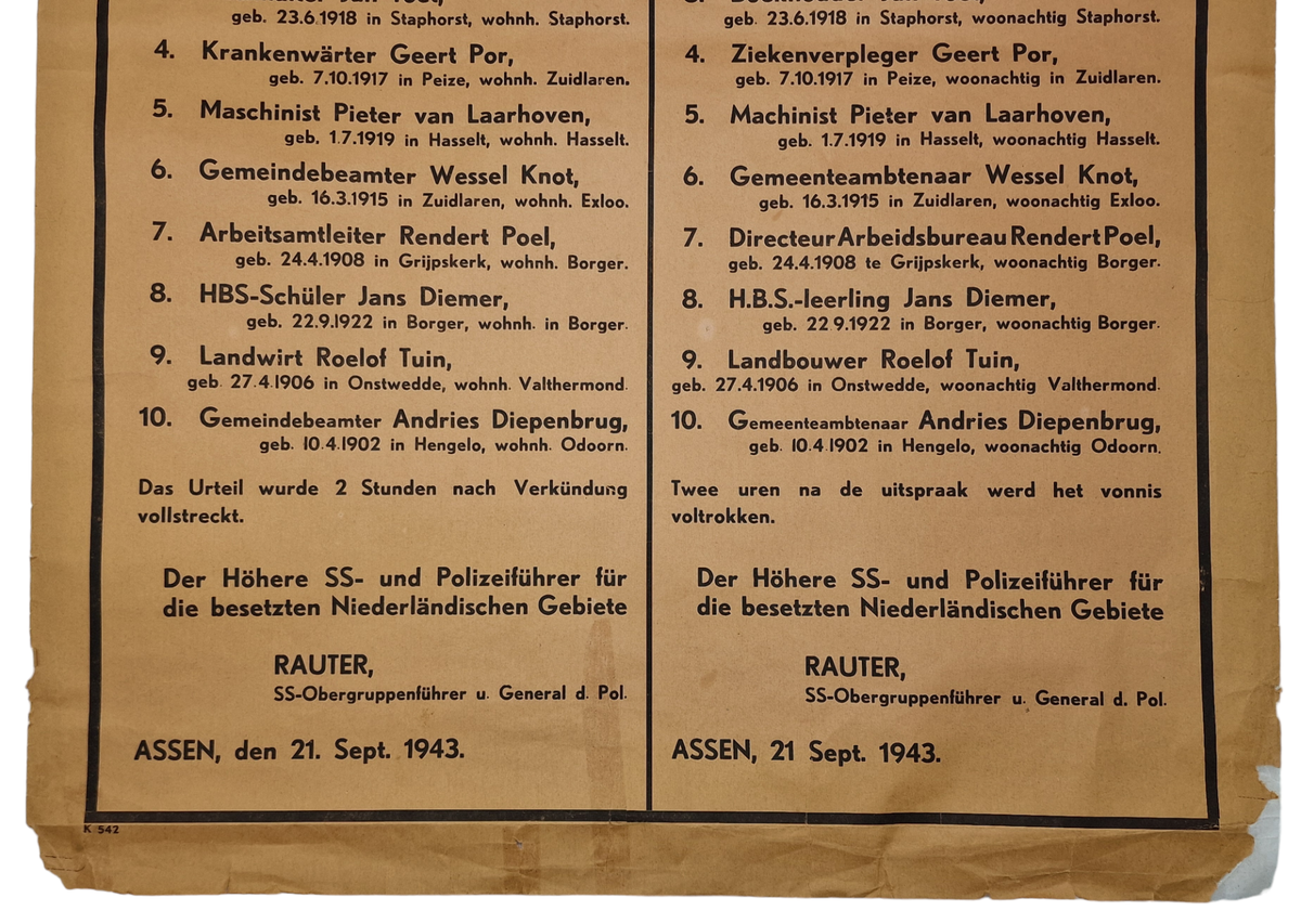 Original WW2 Dutch Waffen SS Poster - SS Execution of 10 resistance ...