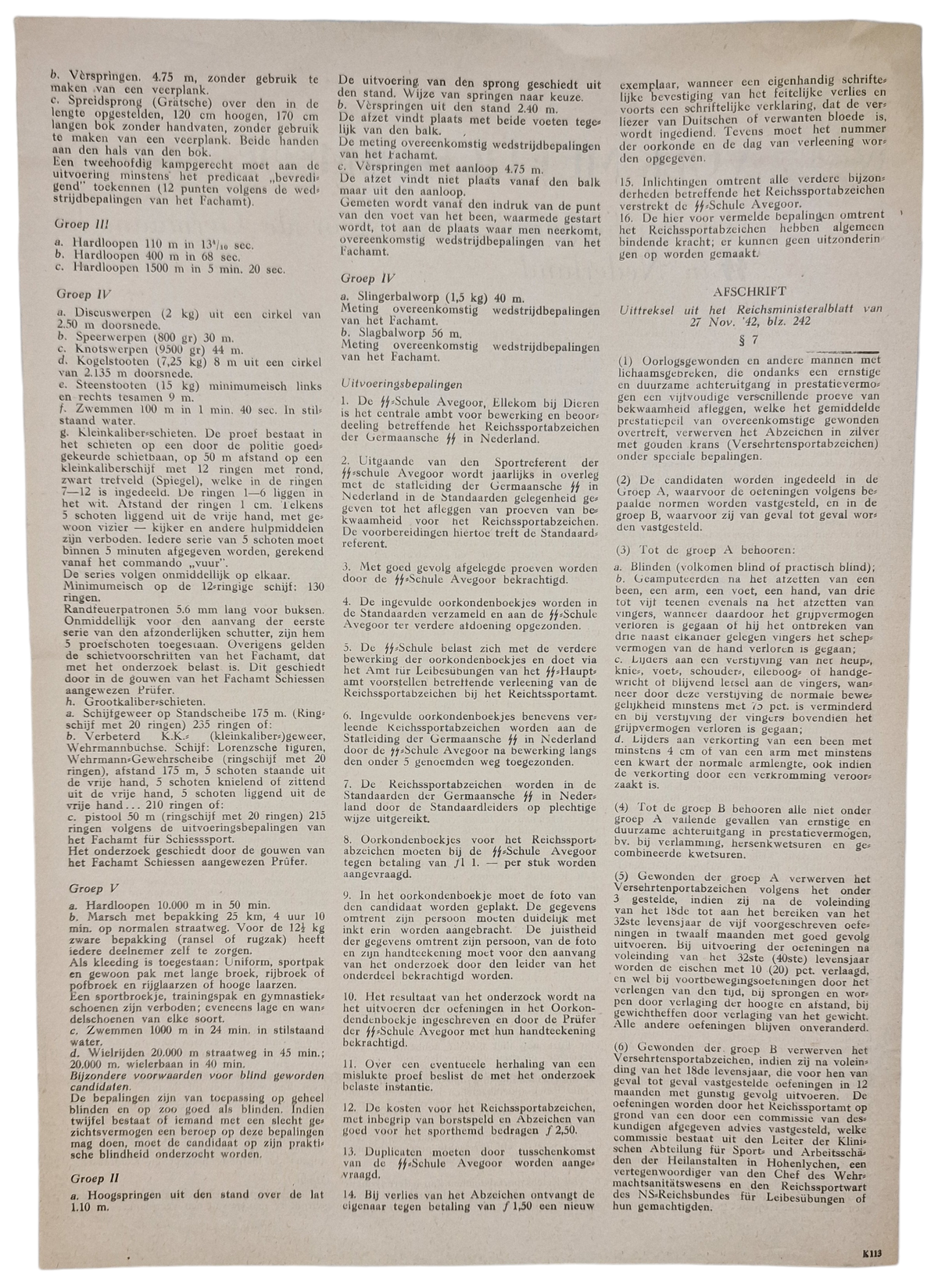 Original WW2 Dutch Waffen SS Document - Volk met Lichaamsoefening ...