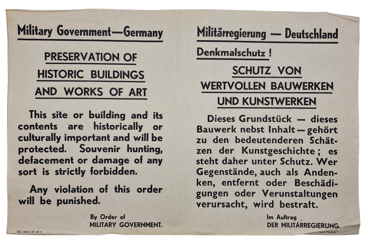 Original WW2 German Liberation Poster - Military Government notice ...