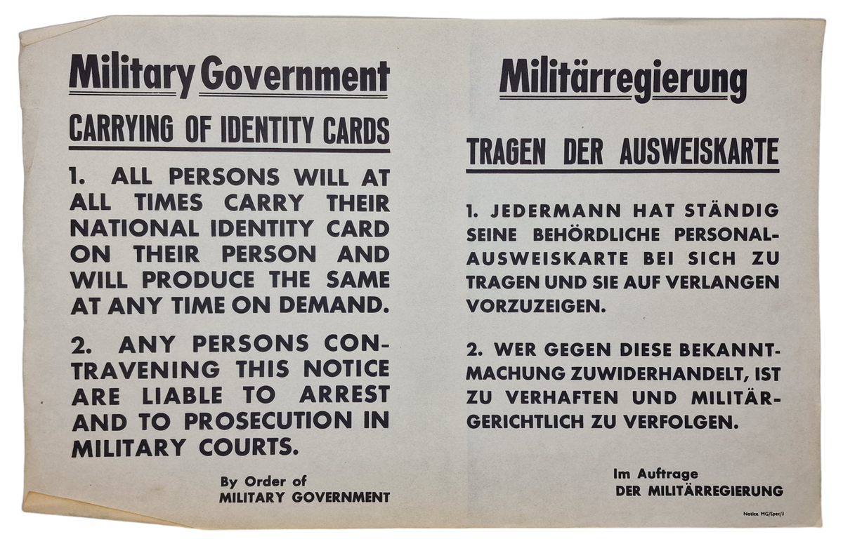 Original WW2 German Liberation Poster - Military Government notice ...