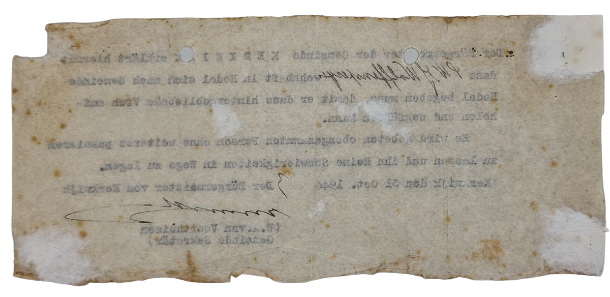 Original WW2 Dutch Document - Ausweis Hedel Kerkwijk (1944)