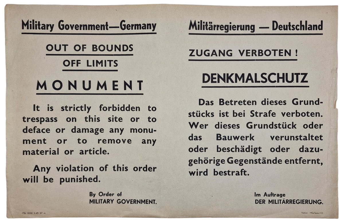 Original WW2 German Liberation Poster - Military Government notice ...
