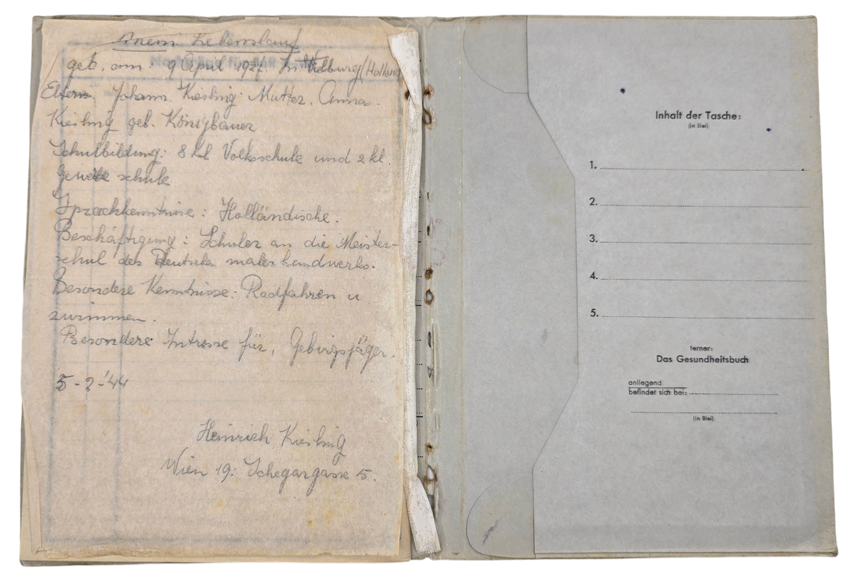 Original WW2 German Document - Wehrstammbuch set Dutchman, Tilburg ...