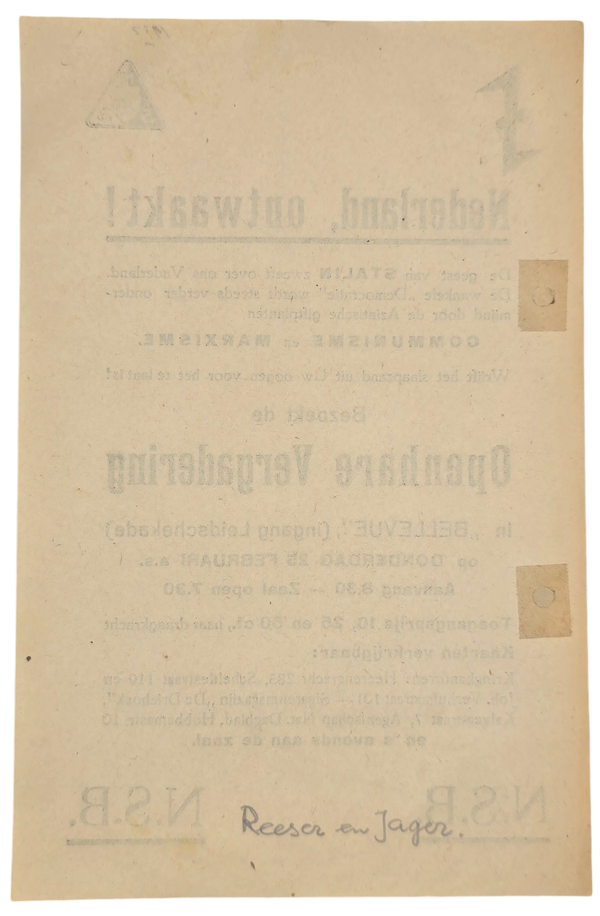 Original WW2 Dutch Collaboration NSB Flyer - Nederland, ontwaakt ...