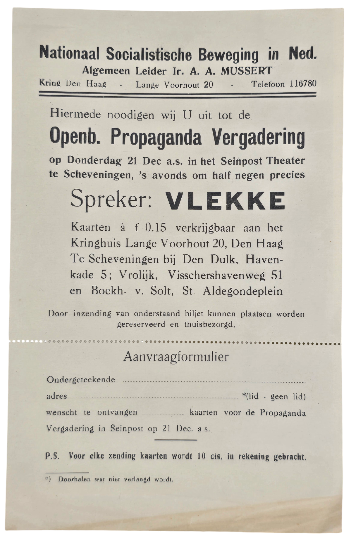 Original WW2 Dutch Collaboration NSB Flyer - Public propaganda ...