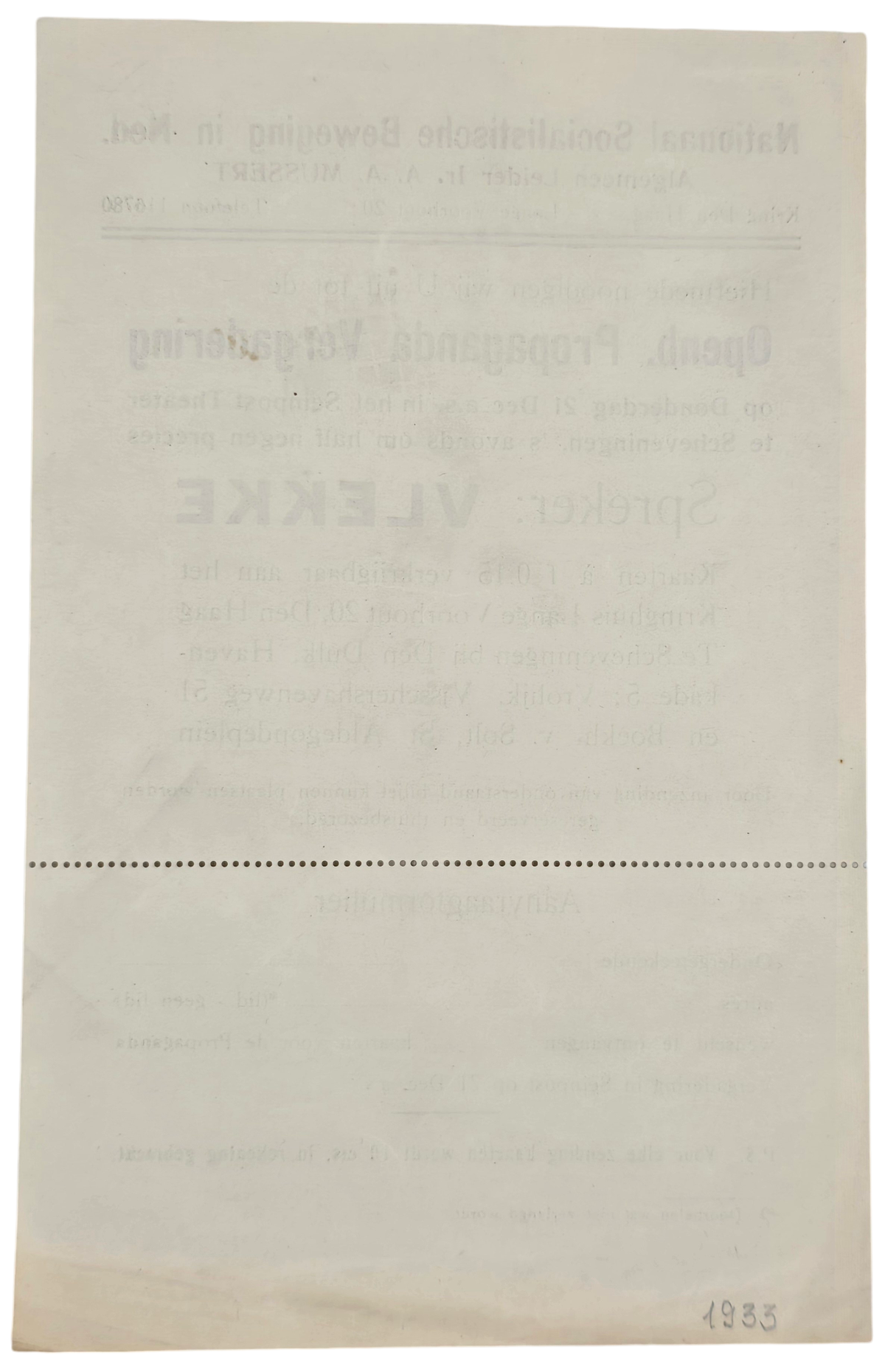 Original WW2 Dutch Collaboration NSB Flyer - Public propaganda ...