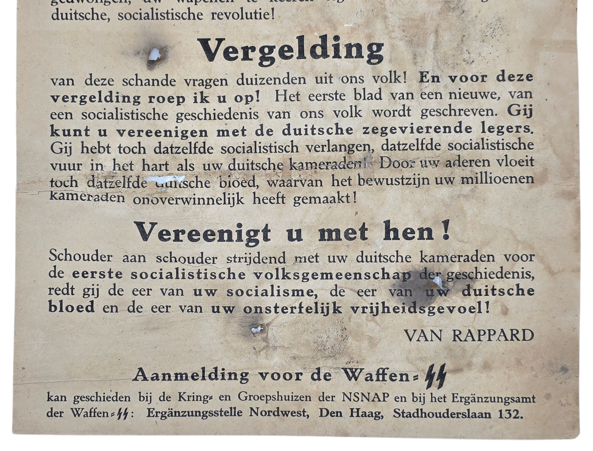 Original WW2 Dutch Waffen SS NSNAP Poster - Van Rappard Waffen SS ...